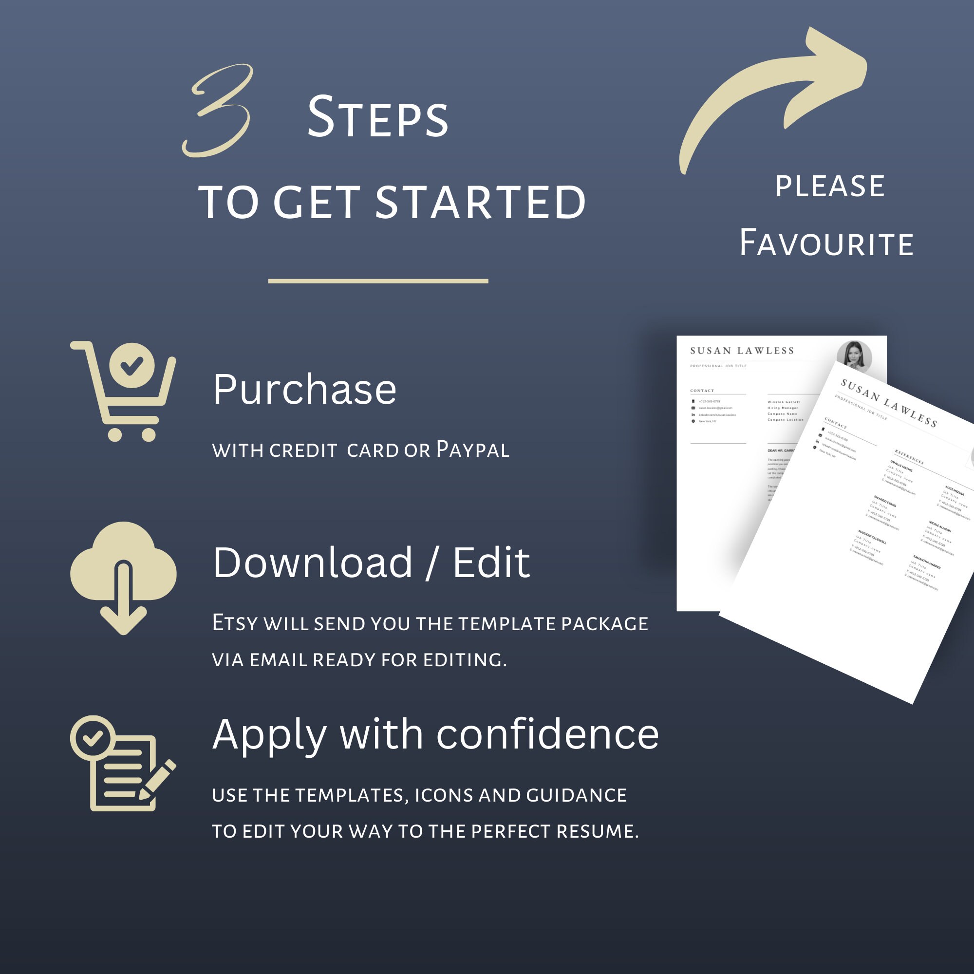 Cover Letter and References Template for Resume Template - Etsy