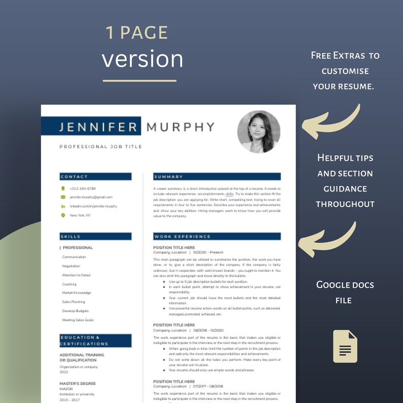 Resume Template | CV Template | Minimalist CV Design With Photo ...
