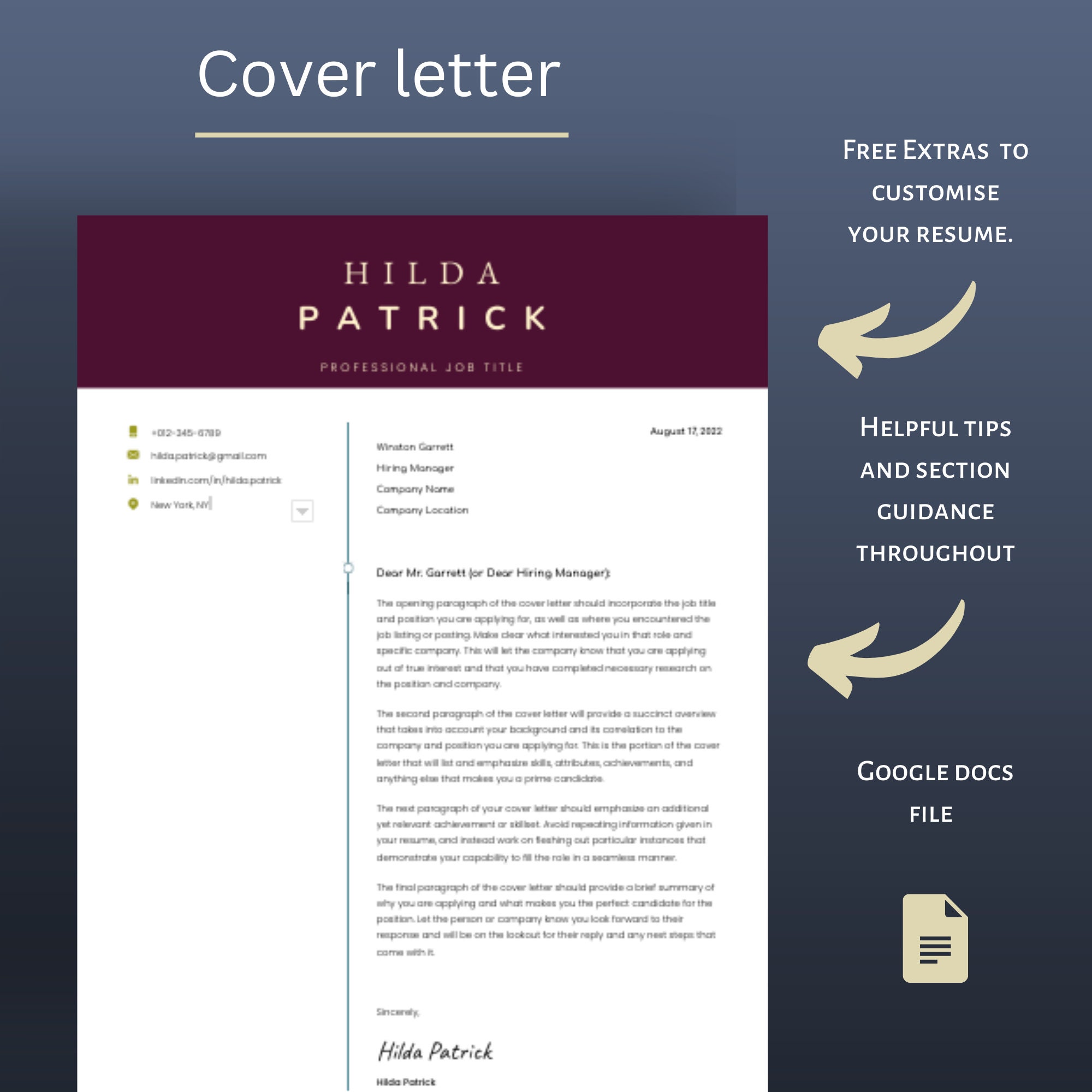Cover Letter and References Template for Resume Template - Etsy
