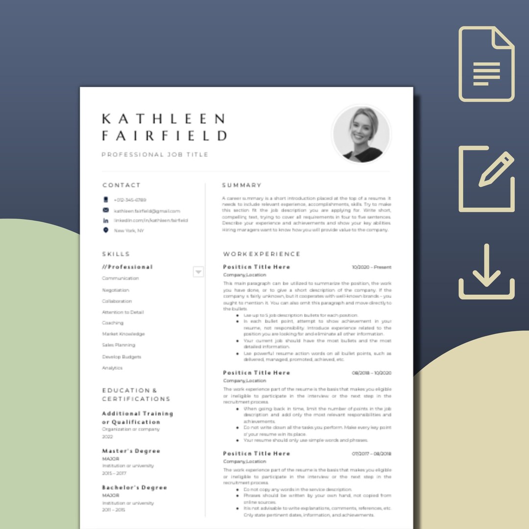 Resume Template for Google Docs | Cv Design With Photo Template ...