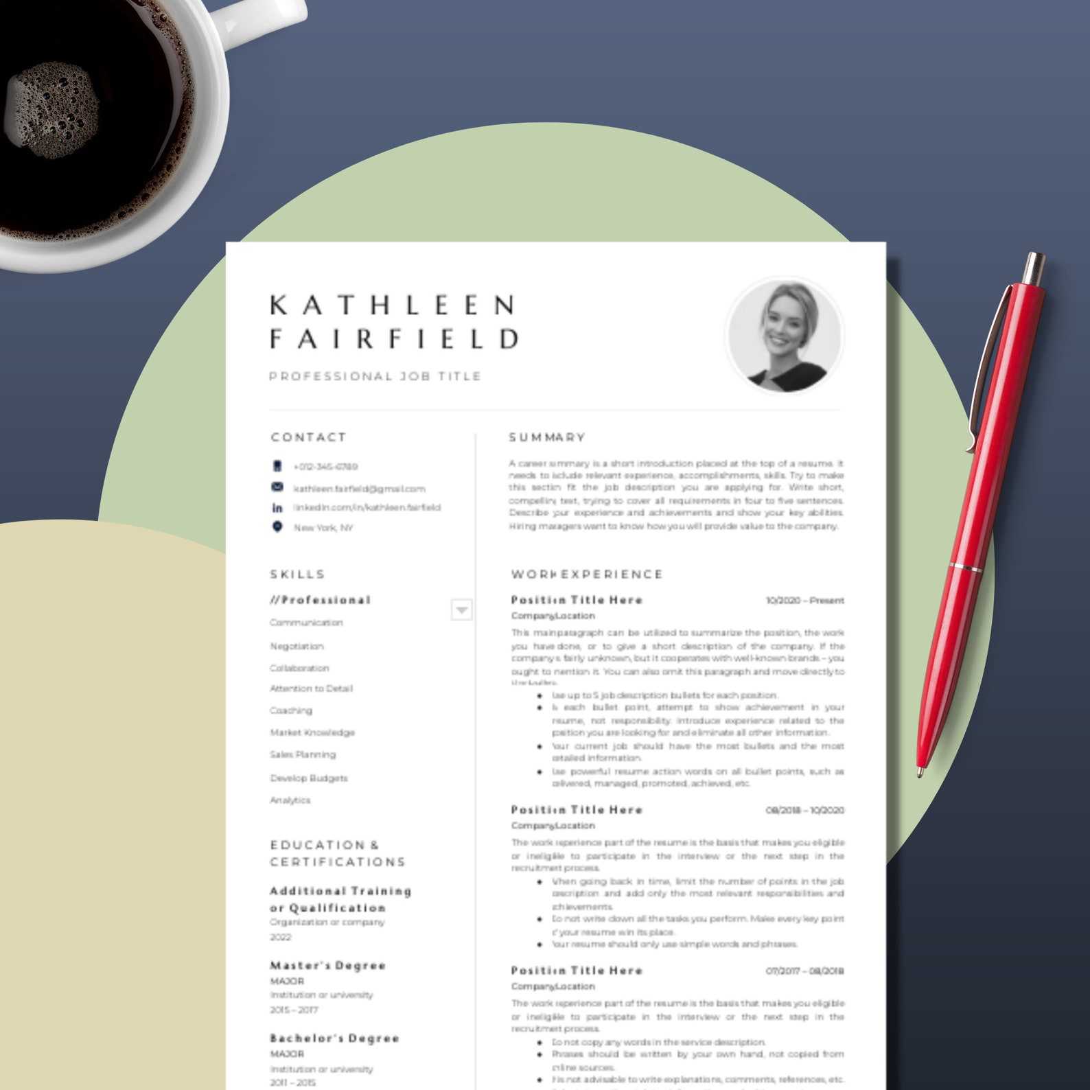 Resume Template for Google Docs Cv Design With Photo Template Creative ...