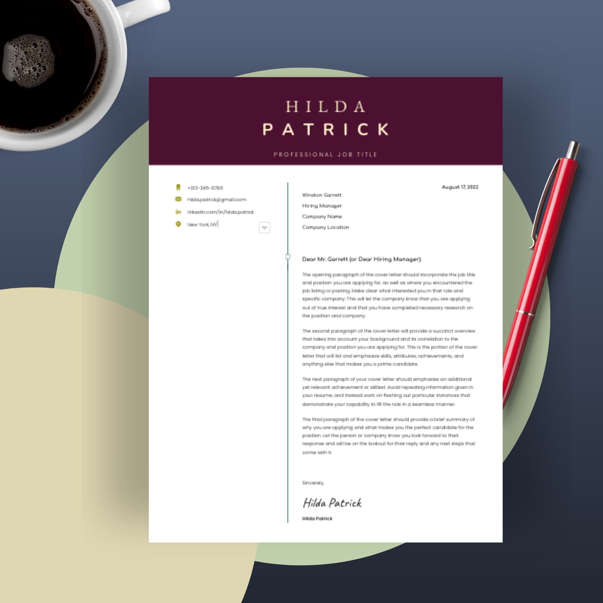 Cover Letter and References Template for Resume Template - Etsy