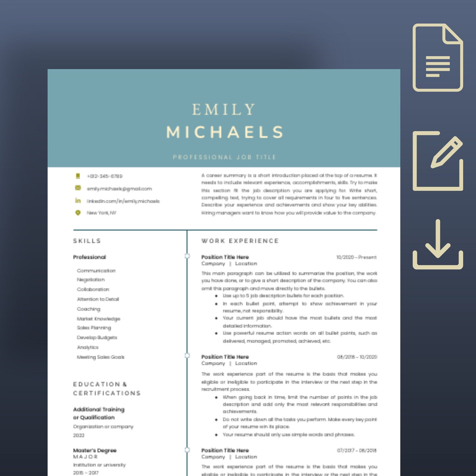 CV Template 2023 | Resume Template | Modern CV Design for Google Docs ...