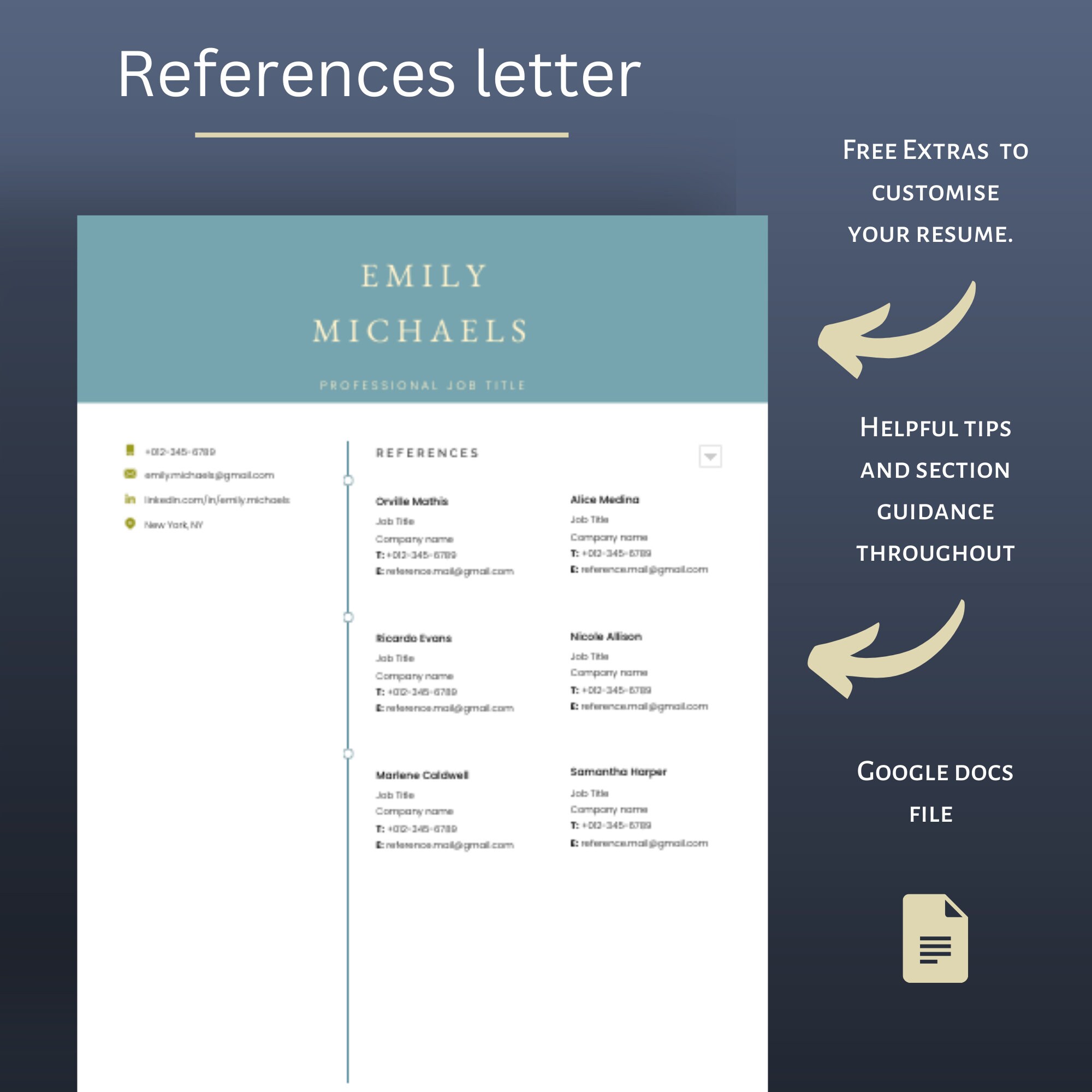 Cover Letter and References Template for Resume Template, Editable ...
