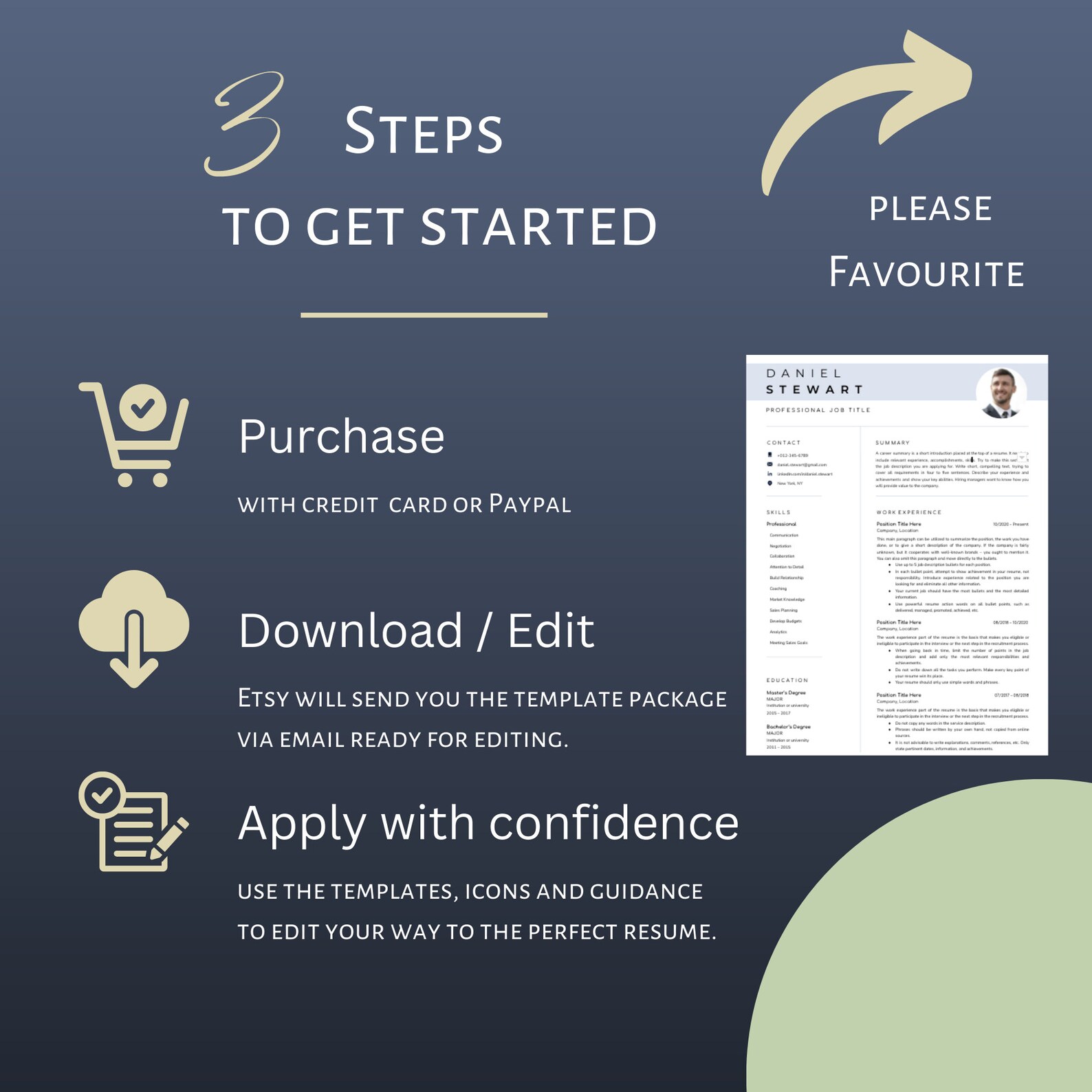 Modern Resume Template, Professional Resume CV Design for Google Docs ...