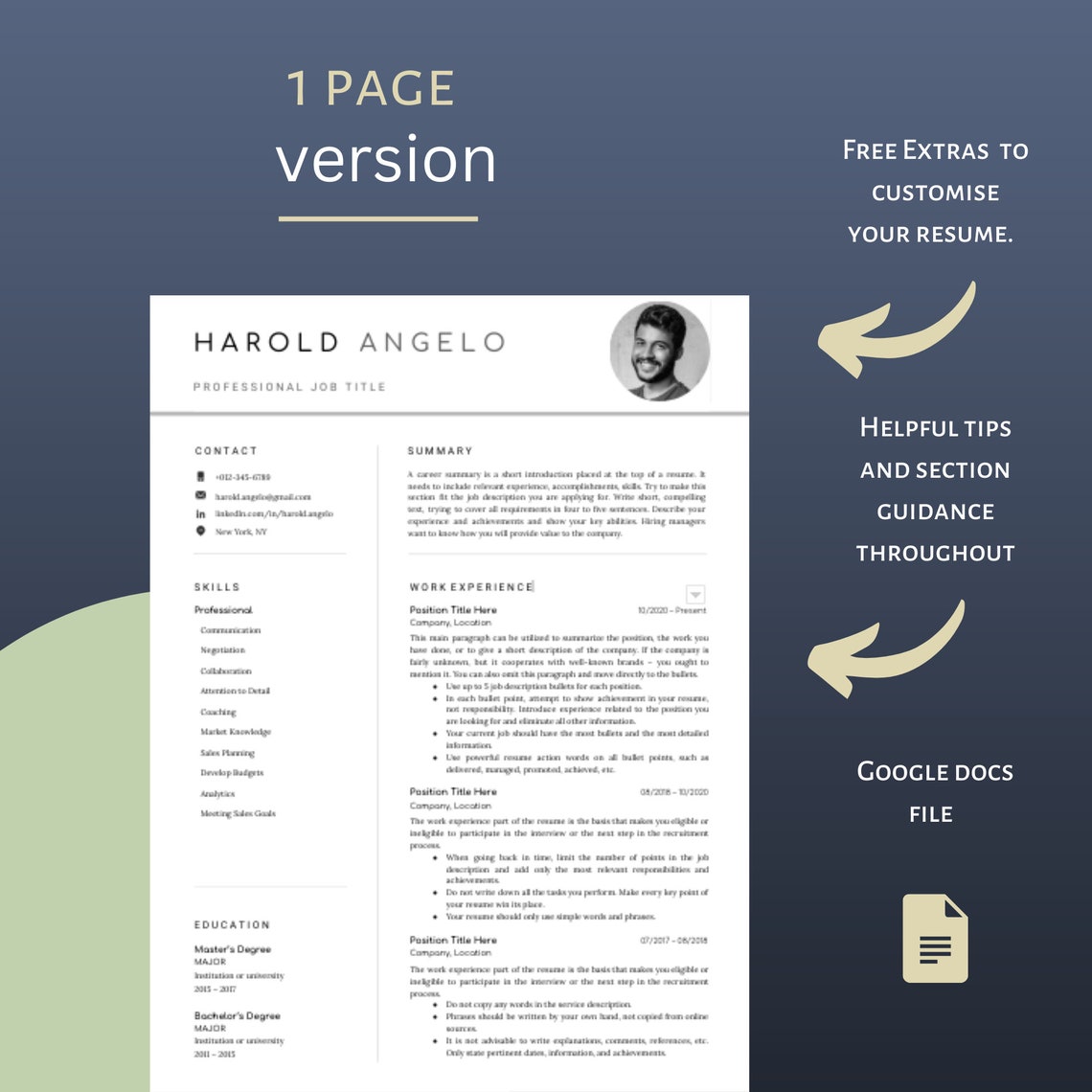 Resume Template 2023 CV Template Professional Resume Design With Photo ...