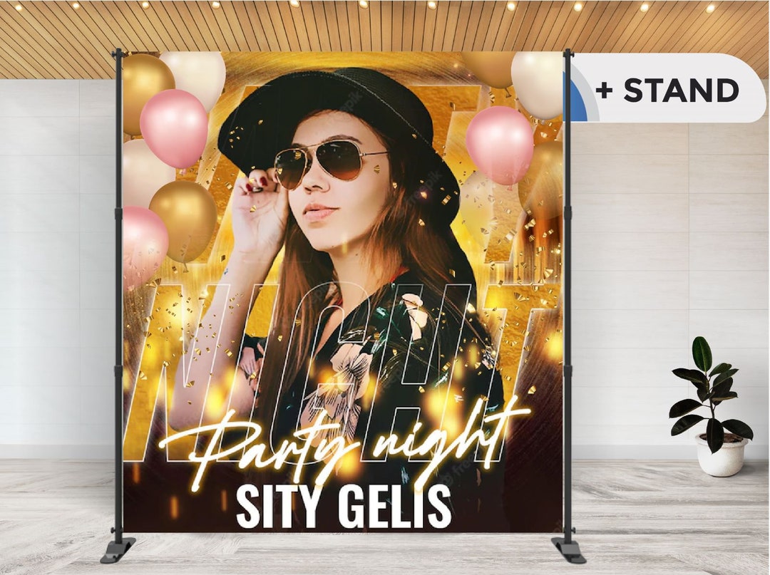 Photo Party Backdrop, Party Night Photo Step and Repeat, Her Birthday ...