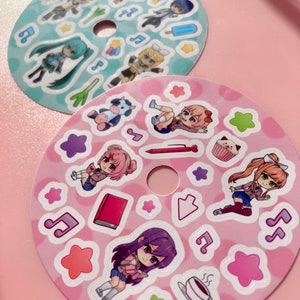 CD Sticker Sheet, Miku, DDLC, Kawaii Stickers, Anime Sticker Sheets ...