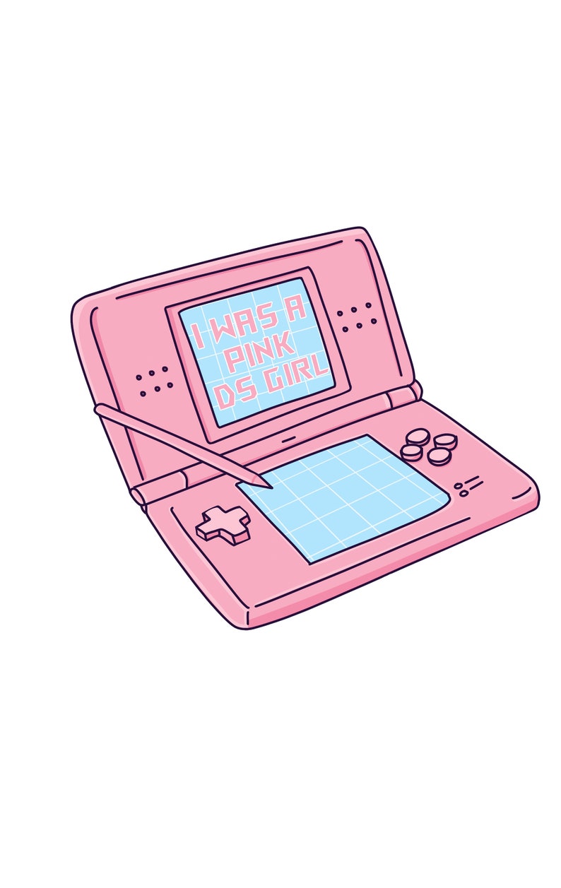 Pink DS Acrylic Pin, Pink Heart Clasps, Cute Pin Gift, Nintendo, Gamer ...