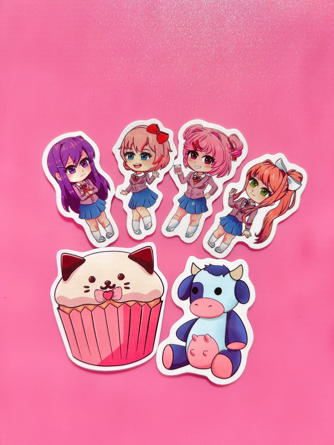 Kawaii DDLC Stickers 6pcs, Waterproof, Chibi, Waterbottle/laptop ...