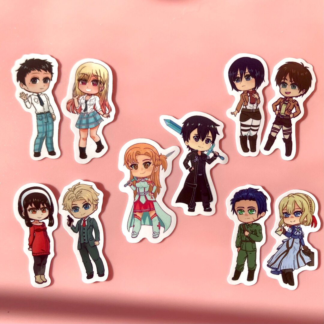 Variety Anime Couple Sticker Set, Waterproof, Chibi Vinyl Stickers ...