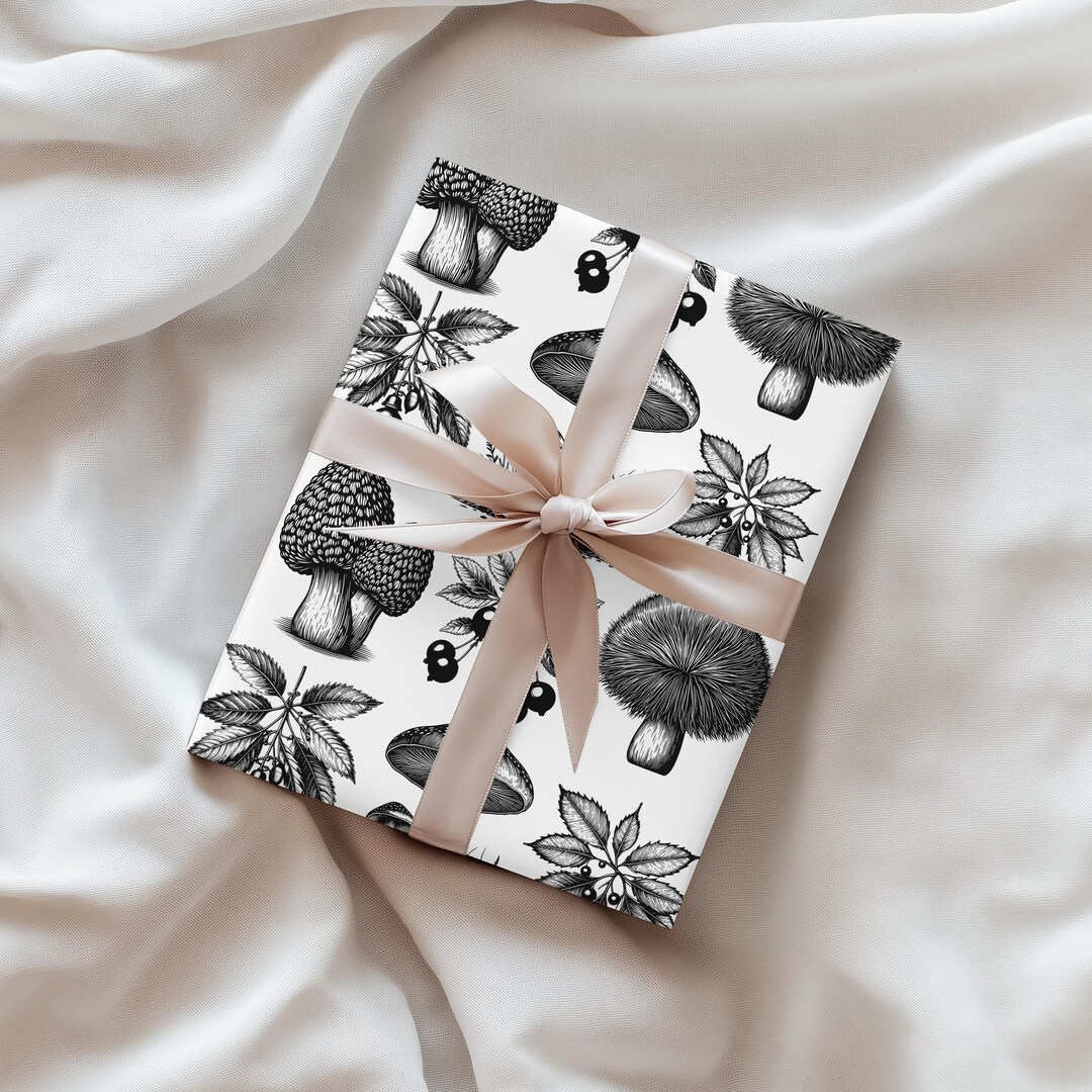 Mushroom Wrapping Paper for Christmas Woodland Wrapping Paper Woodsy ...