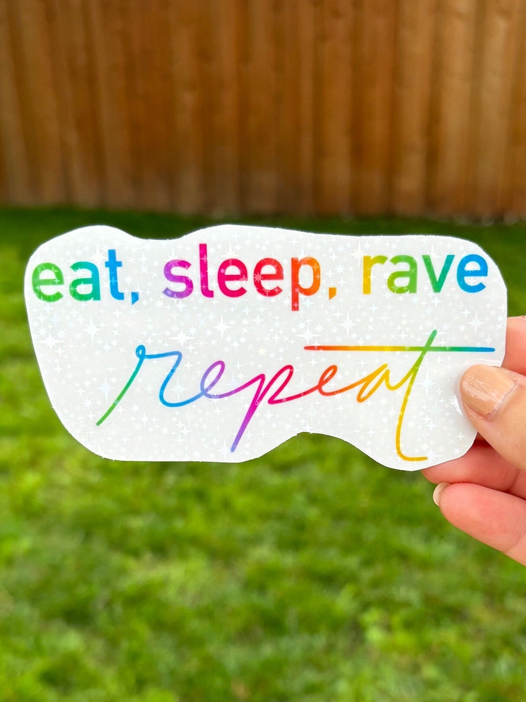 EDM Holographic Sticker Vinyl Rave Sticker for Festival, Eat Sleep Rave Sticker, Waterproof Rave ...
