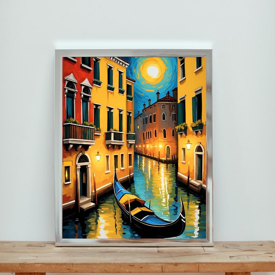 Venice Travel Poster Van Gogh Inspired Wall Art Print Digital Download ...
