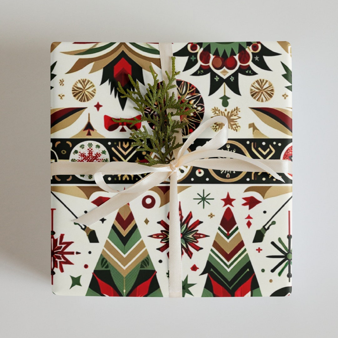 Elegant Modern Christmas Wrapping Paper - Abstract Festive Elegance - Etsy