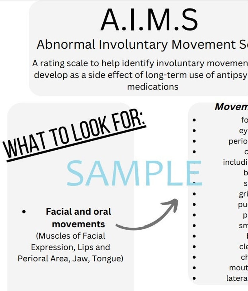 AIMS, Abnormal Involuntary Movement Scale - Etsy