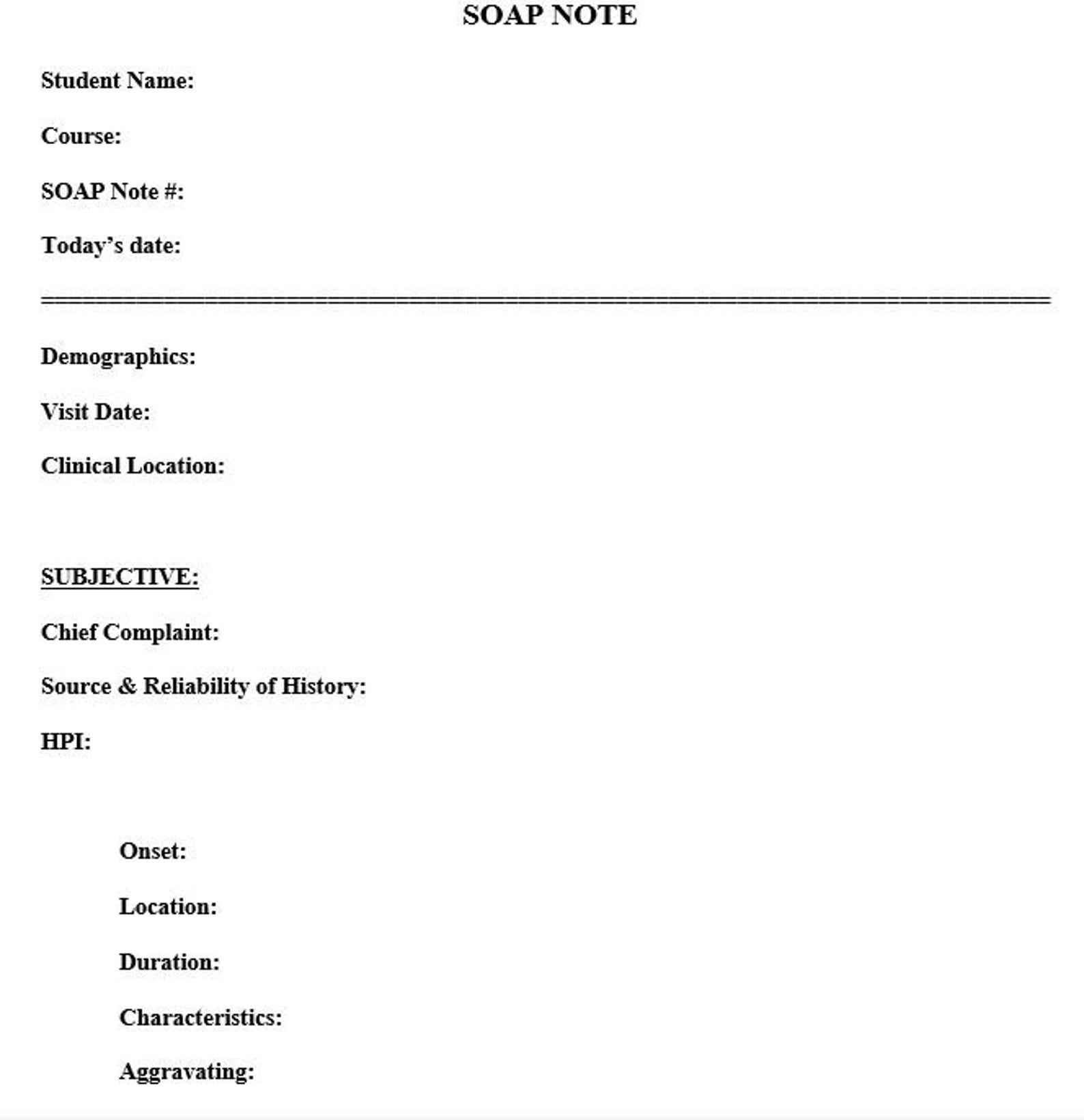 Editable SOAP Note Templates & Examples (5) for Nurse Practitioner (NP ...