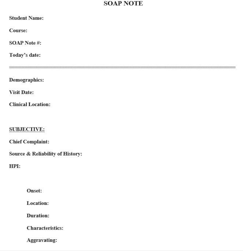 Editable SOAP Note Templates & Examples (5) for Nurse Practitioner (NP ...