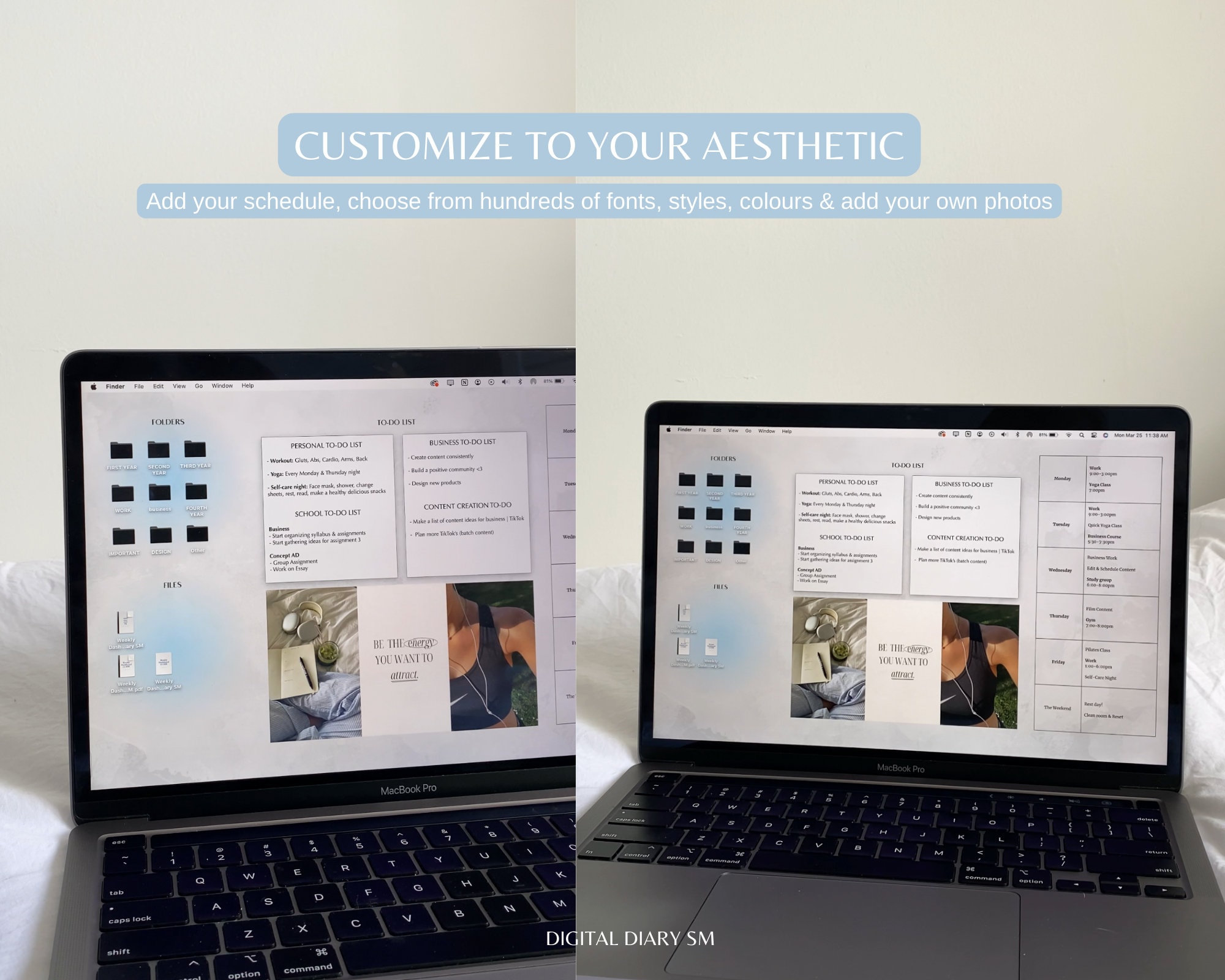 Desktop Wallpaper Organizer by Digital Diary SM Customizable With Canva ...