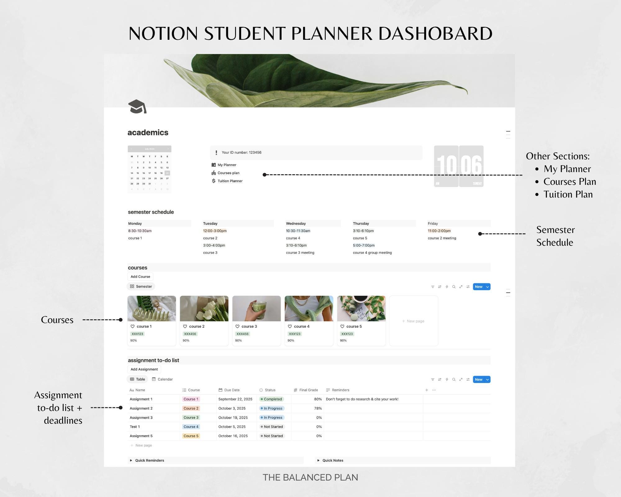 Back to School Student BUNDLE by the Balanced Plan | Notion Student ...