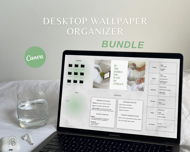 Desktop Wallpaper Organizer by Digital Diary SM Customizable With Canva ...