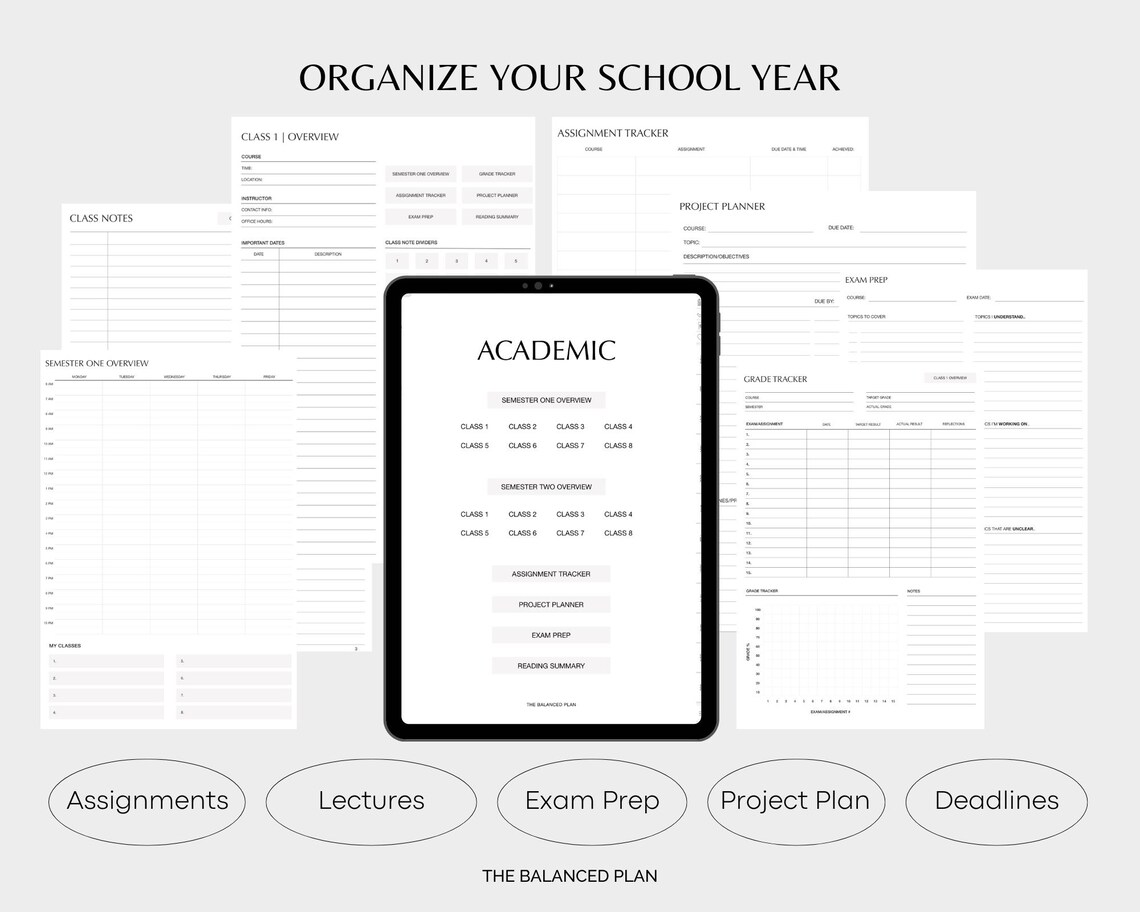 Digital Academic Planner Bundle: Desktop Organizer & iPad Planner ...
