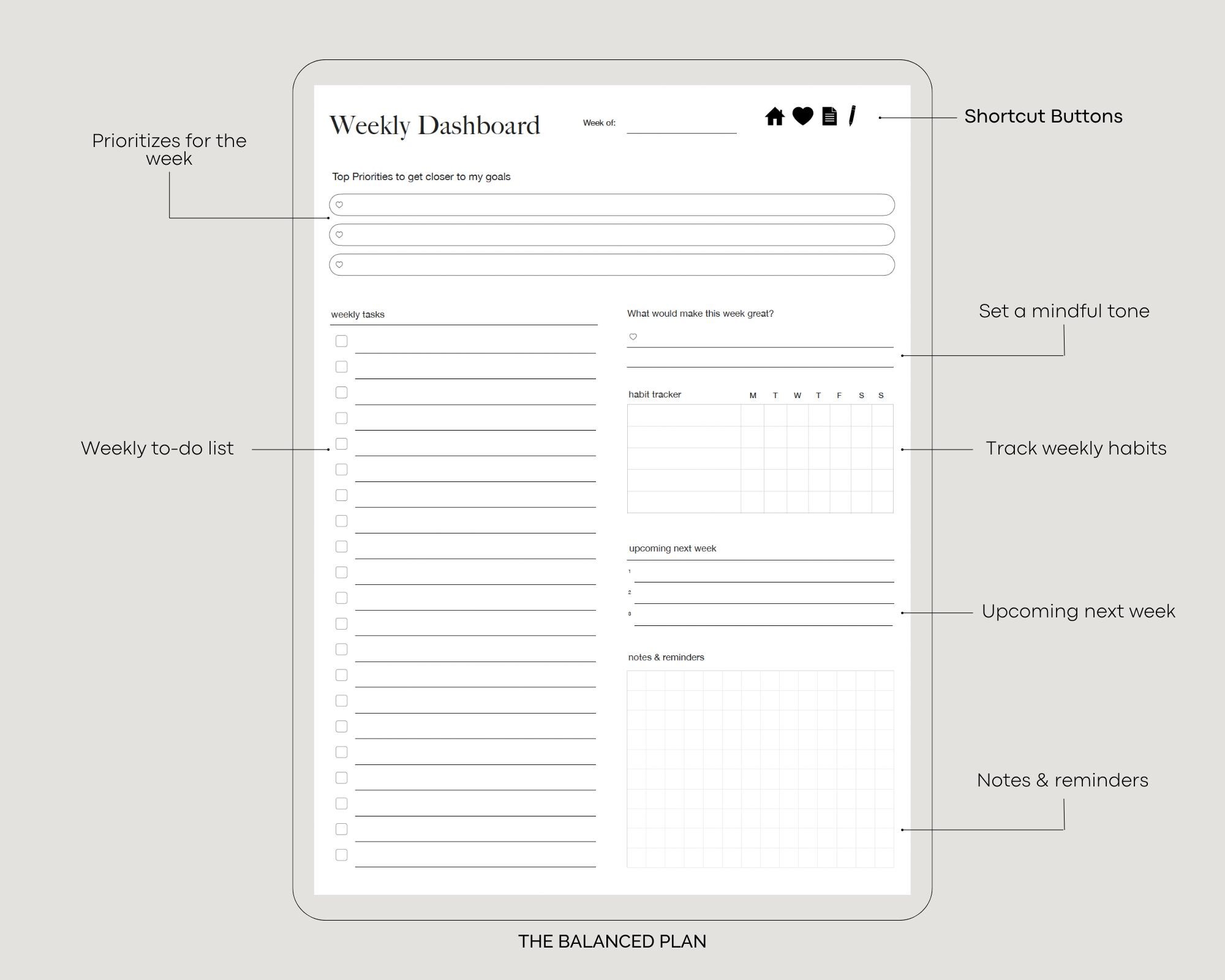 Weekly Digital Planner by the Balanced Plan | Weekly Planner for ...