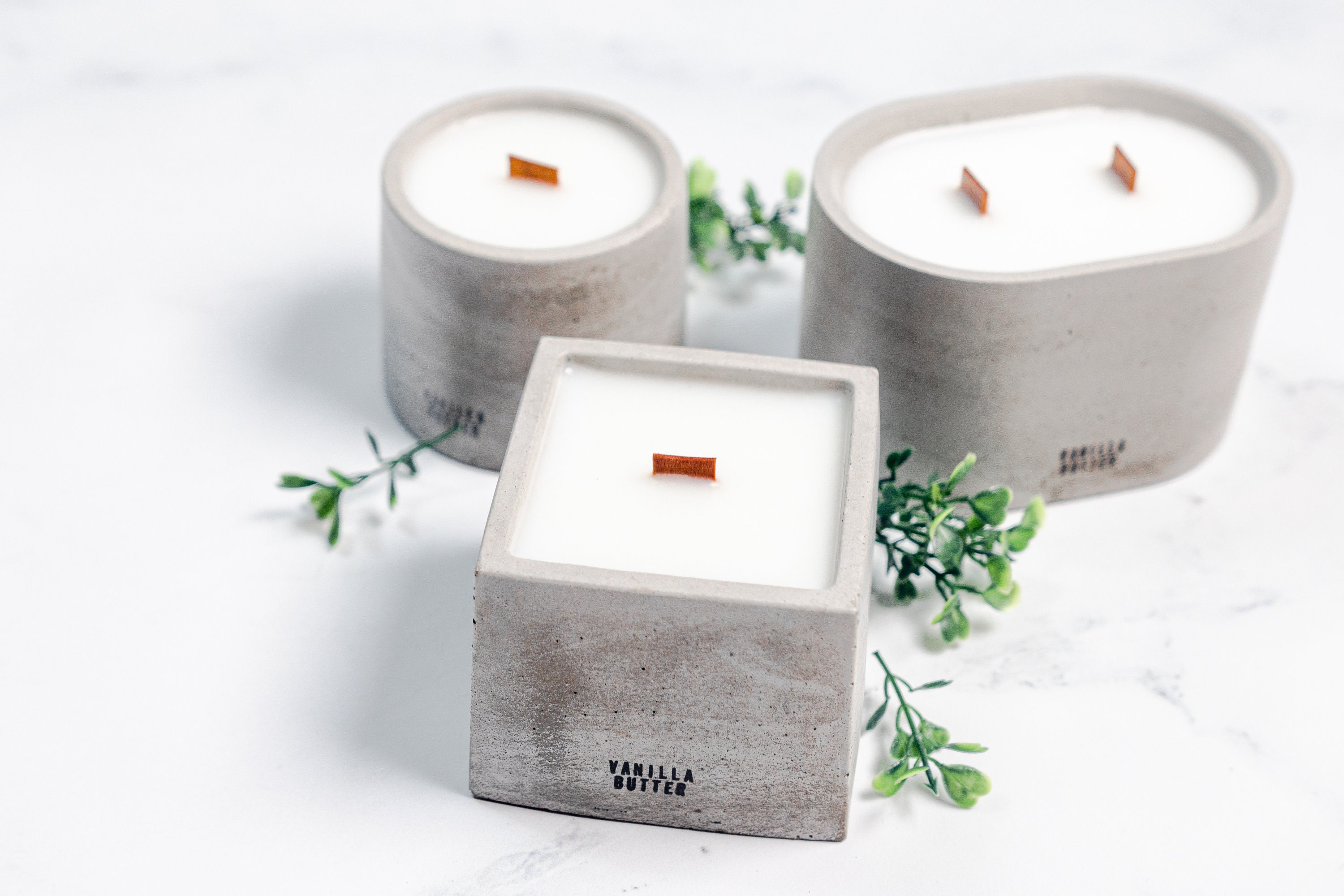Bulk Order Custom Square Concrete Candle Add a Logo Modern Gift for ...