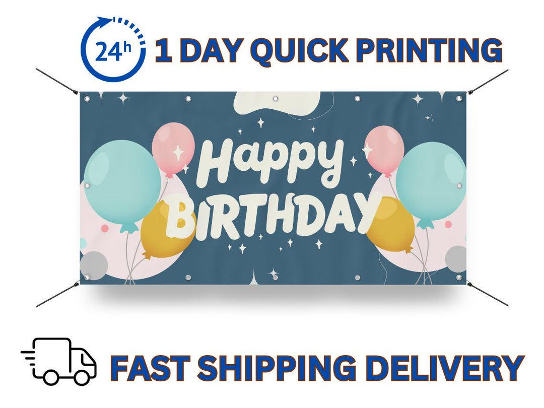Custom Happy Birthday Banner Vinyl Banners Full Color, Personalized ...
