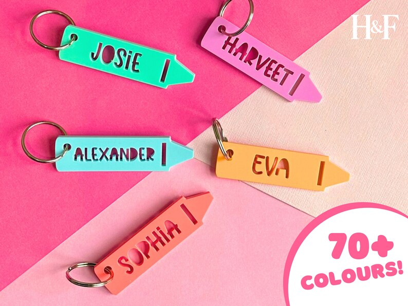Pencil Name Tag, School Bag Keyring, Name Tag for Bag, Personalised ...