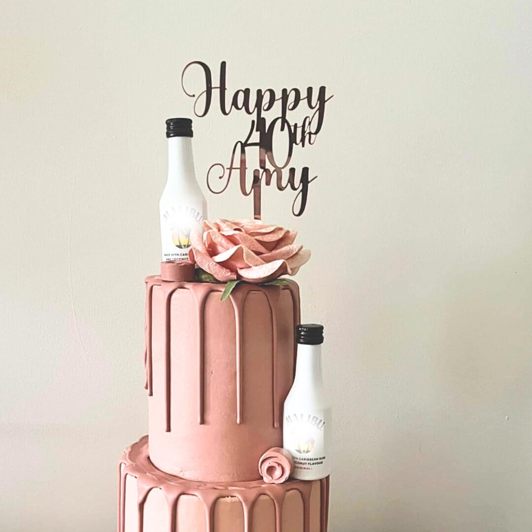 Acrylic Modern Happy Birthday Cake Topper, Personalised Cake Topper ...