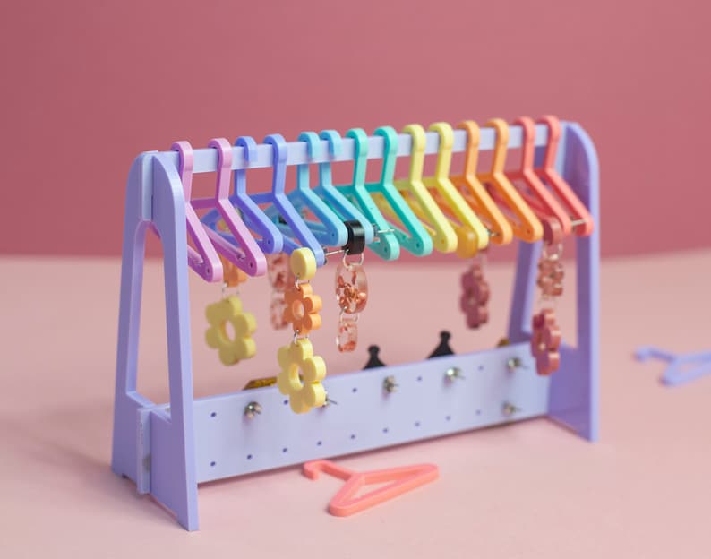 Jewellery Wardrobe Mini Earring Hanger Pastel Rainbow, Holder Stand ...