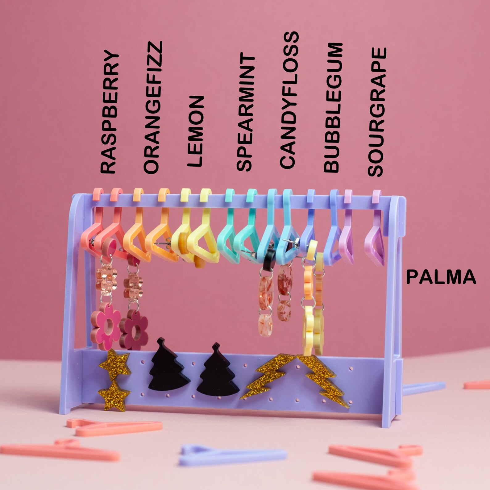 Jewellery Wardrobe Mini Earring Hanger Pastel Rainbow, Holder Stand ...