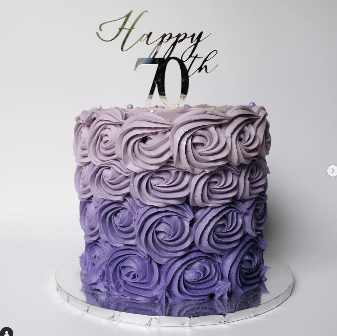 Acrylic Happy 70th Birthday Cake Topper and Name Cake Charm, Gold ...