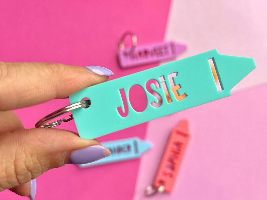 Pencil Name Tag, School Bag Keyring, Name Tag for Bag, Personalised ...