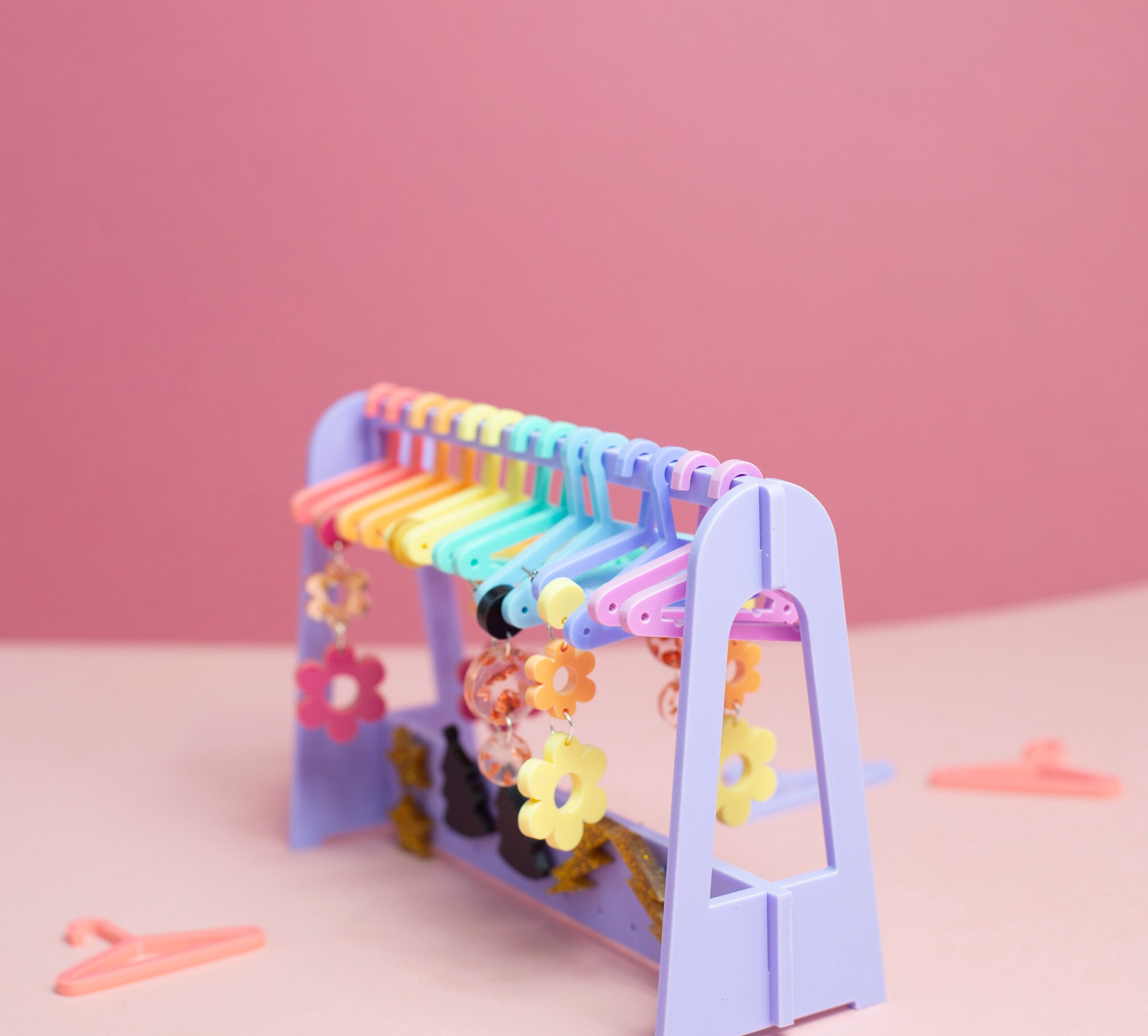 Jewellery Wardrobe Mini Earring Hanger Pastel Rainbow, Holder Stand ...