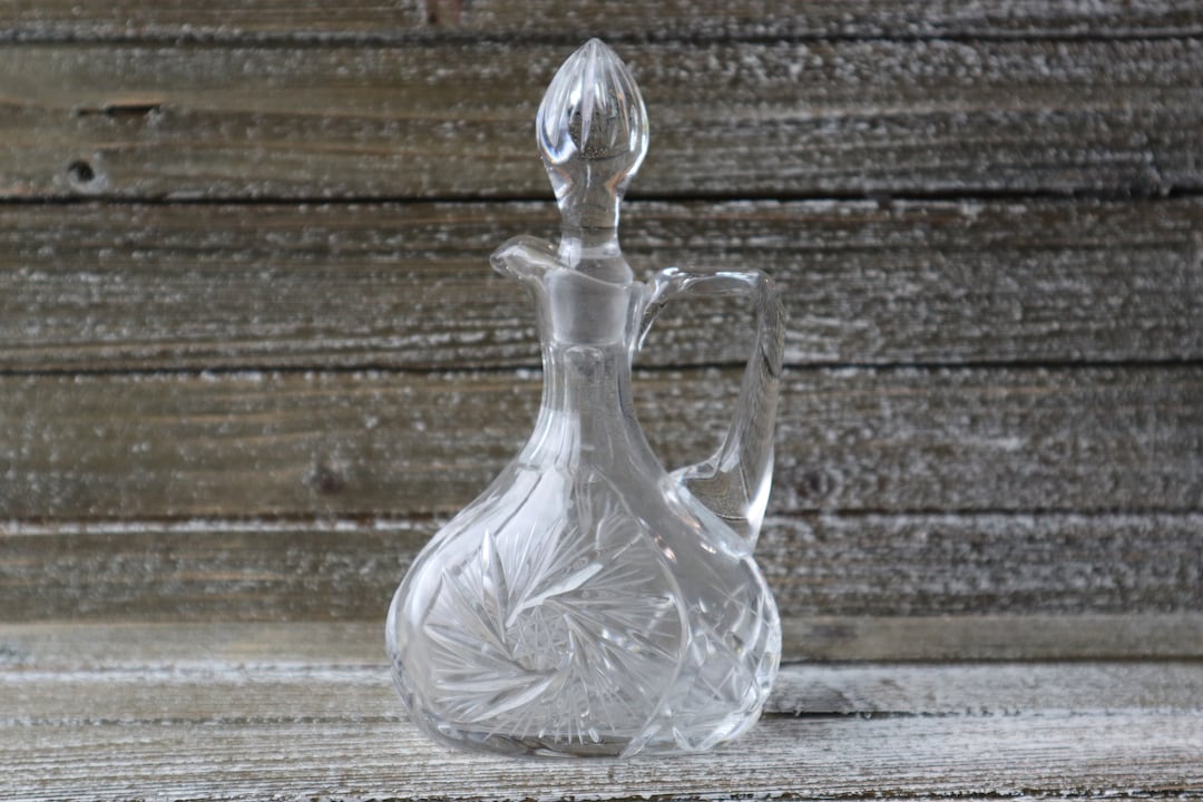 Cut Crystal Cruet With Faceted Glass Stopper - Bohemia Glass ...