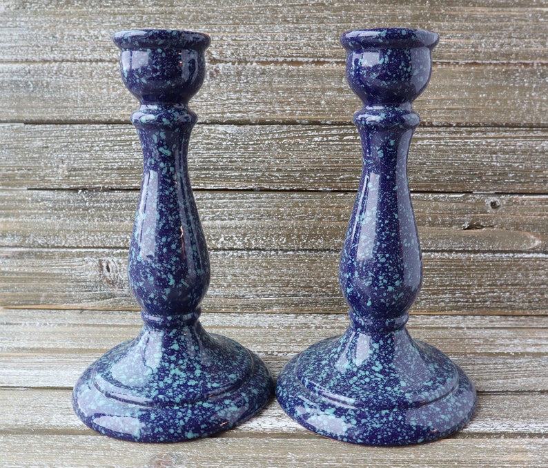 Molde Portugal Tall Candlesticks Blue and Teal - Etsy