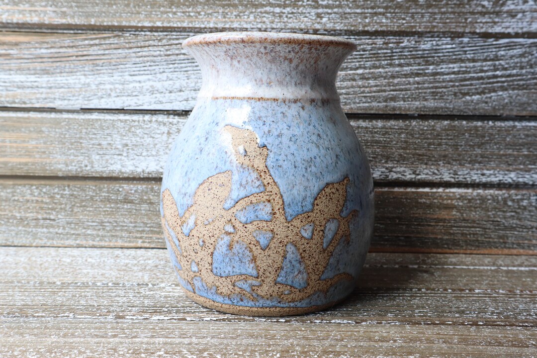 Vintage Blue Stoneware Vase - Cottagecore Stoneware - Studio Pottery ...