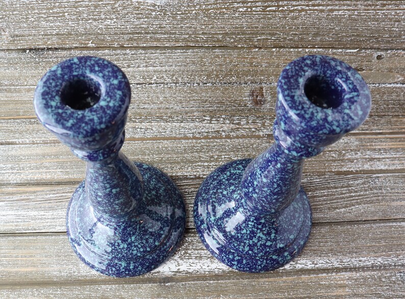 Molde Portugal Tall Candlesticks Blue and Teal - Etsy