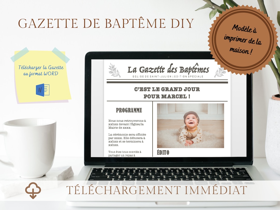 Baptism Gazette Model to Download, Customizable and Printable DIY ...