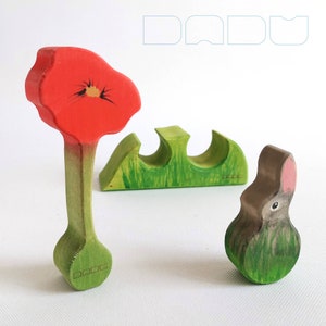Wooden Puzzle Spring Flowers With Bunny, Organic Wooden Toy for Toddler ...