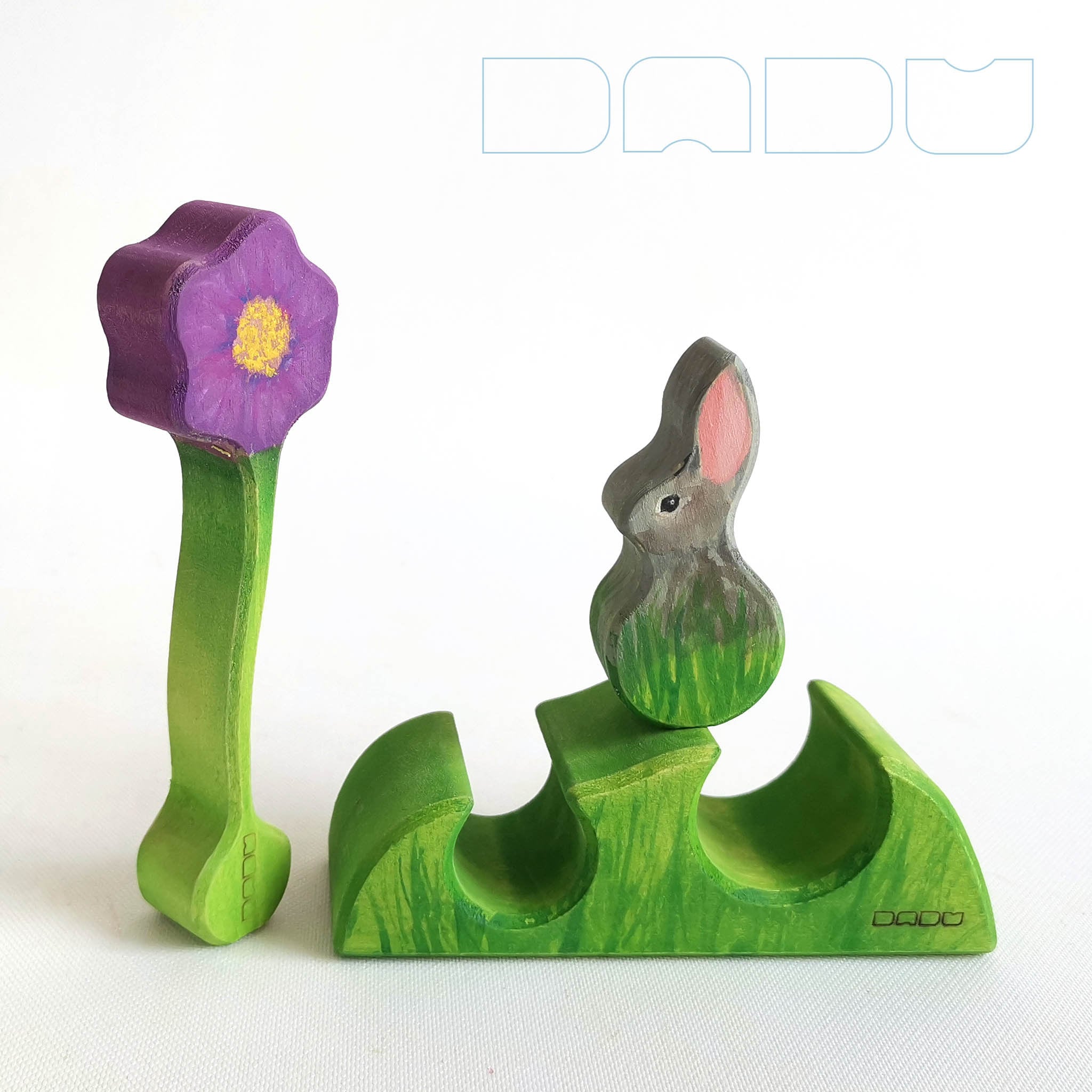 Wooden Puzzle Spring Flowers With Bunny, Organic Wooden Toy for Toddler ...