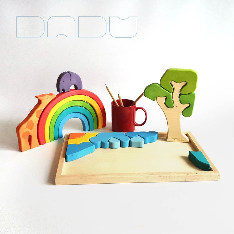 3d Wooden Rainbow Puzzle Rainbow on the Savannah Organic Eco - Etsy