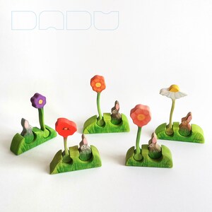 Wooden Puzzle Spring Flowers With Bunny, Organic Wooden Toy for Toddler ...