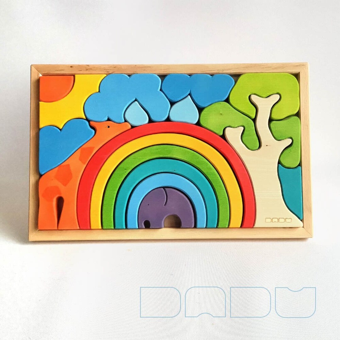 3d Wooden Rainbow Puzzle, Rainbow on the Savannah Organic Eco Friendly ...