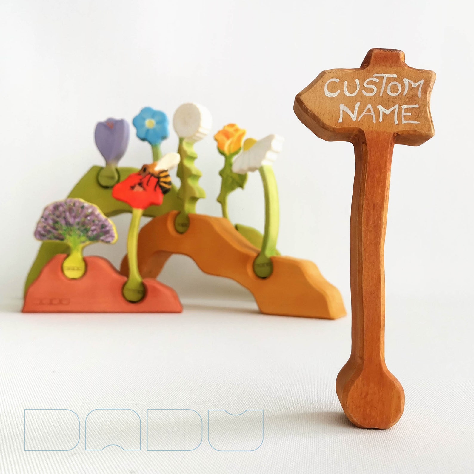 Handmade Wooden Garden Spring Flower Set — Waldorf Wooden Flower Set ...