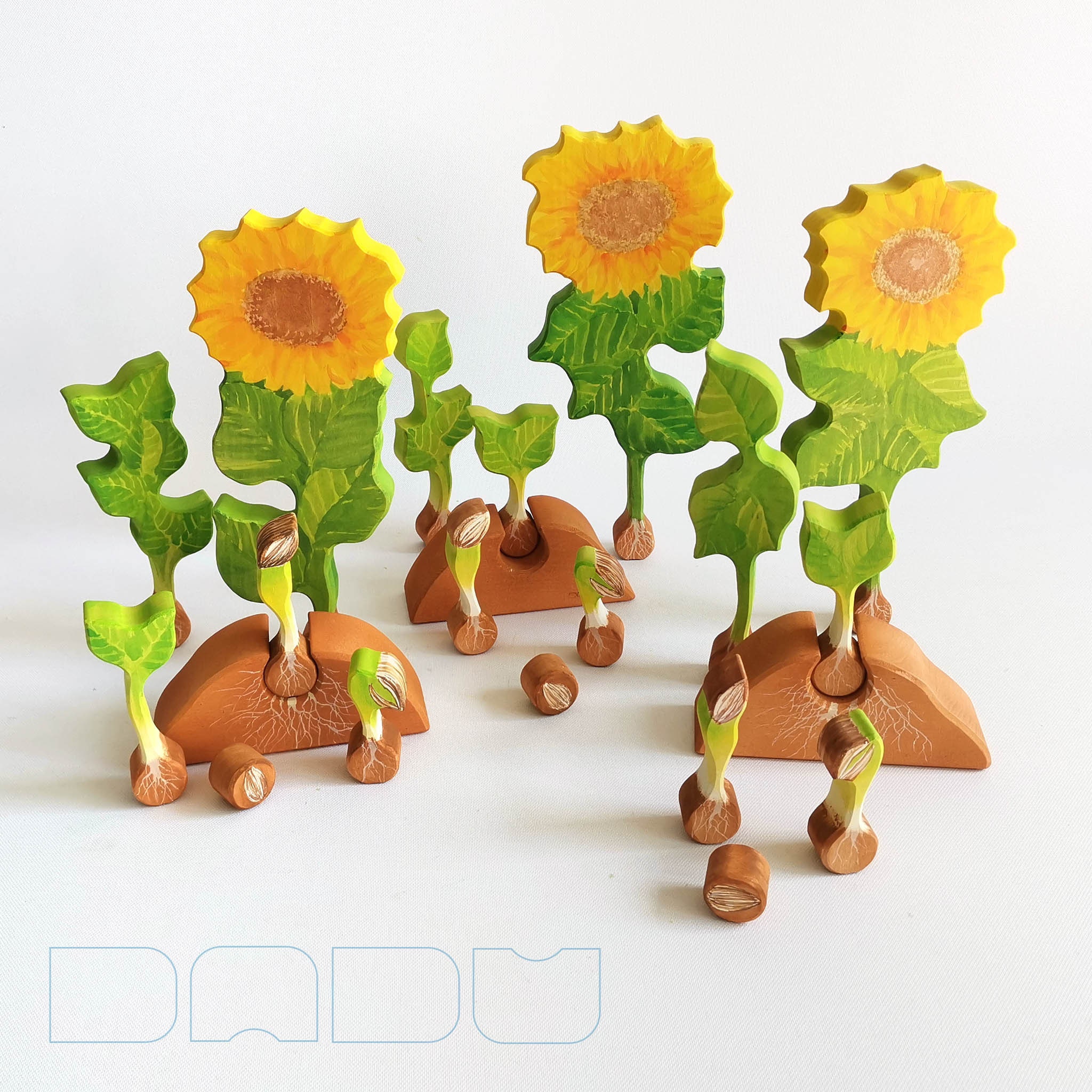 Wooden Sunflower Educational Toy for Home Schooling, Waldorf Toy Nature ...