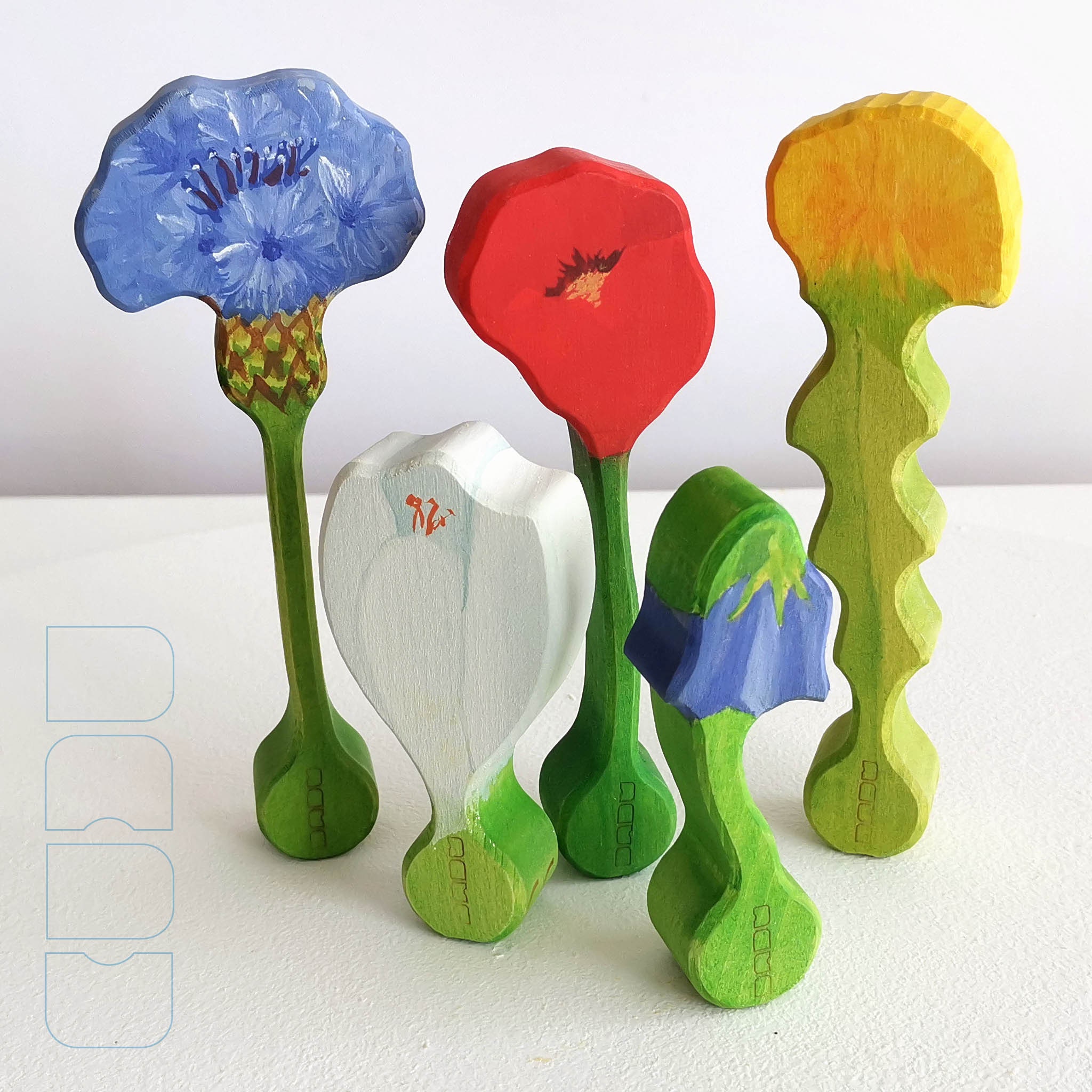 Handmade Wooden Waldorf Toy Flower Set, Eco-friendly, Educational ...