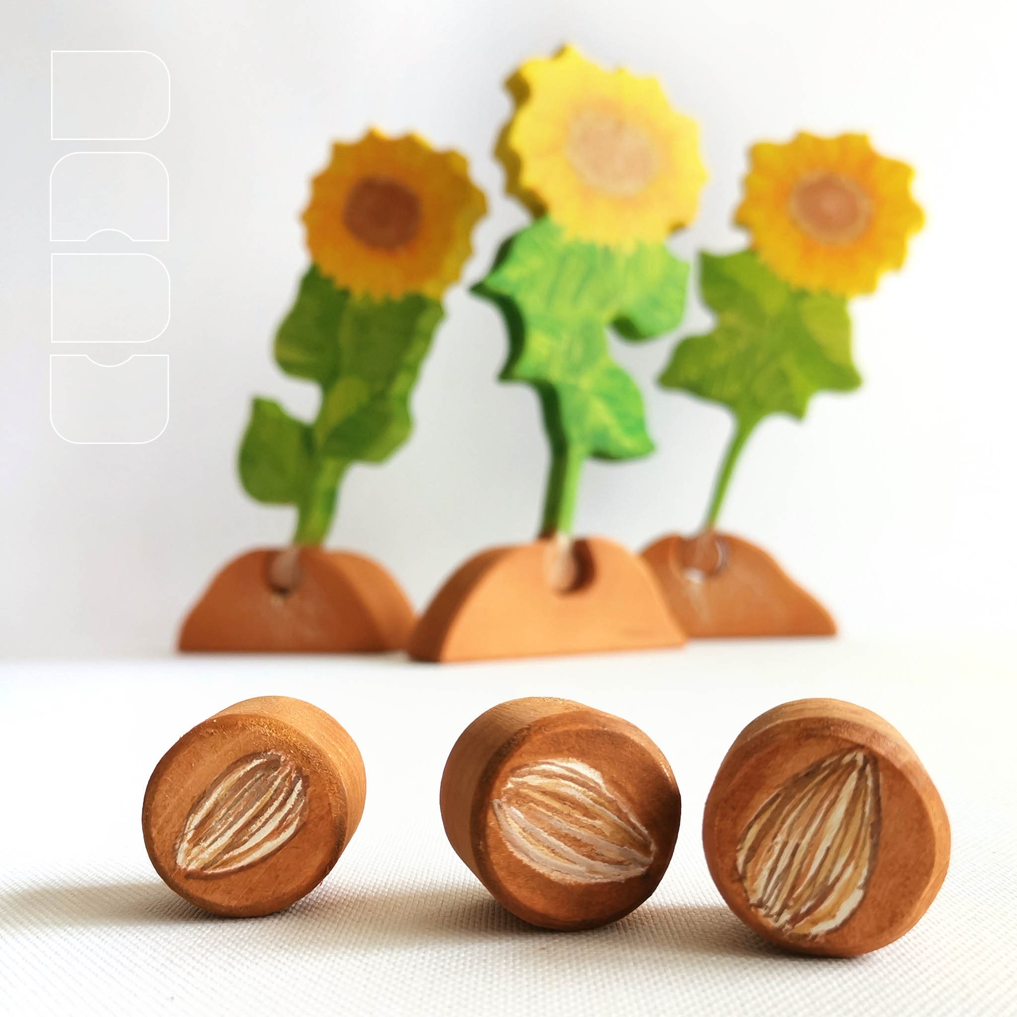 Wooden Sunflower Educational Toy for Home Schooling, Waldorf Toy Nature ...